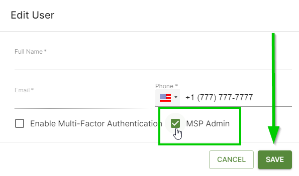 Elevating an MSP User to an MSP Admin
